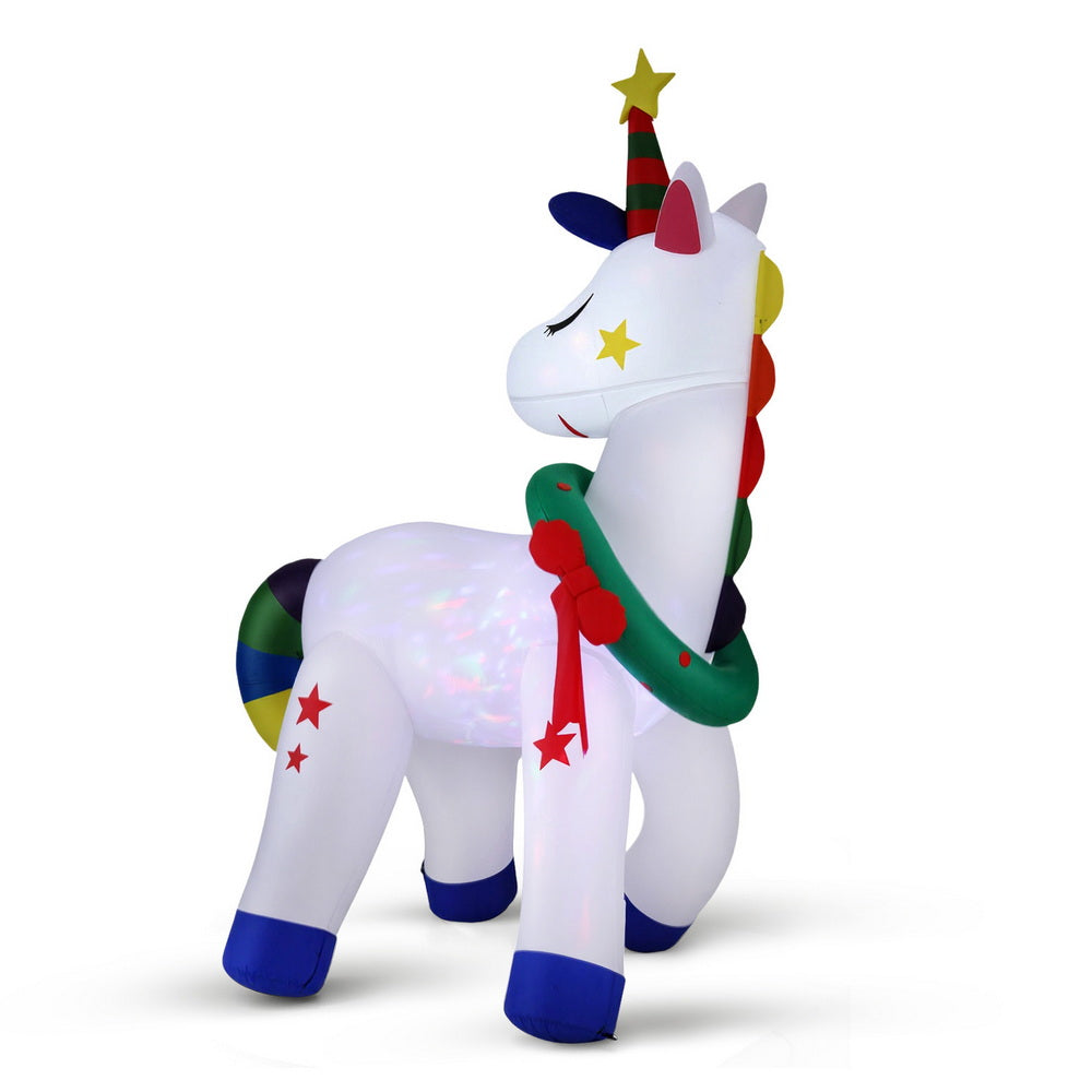 Jingle Jollys Christmas Inflatable Unicorn 1.8M Tall Outdoor Decoratio