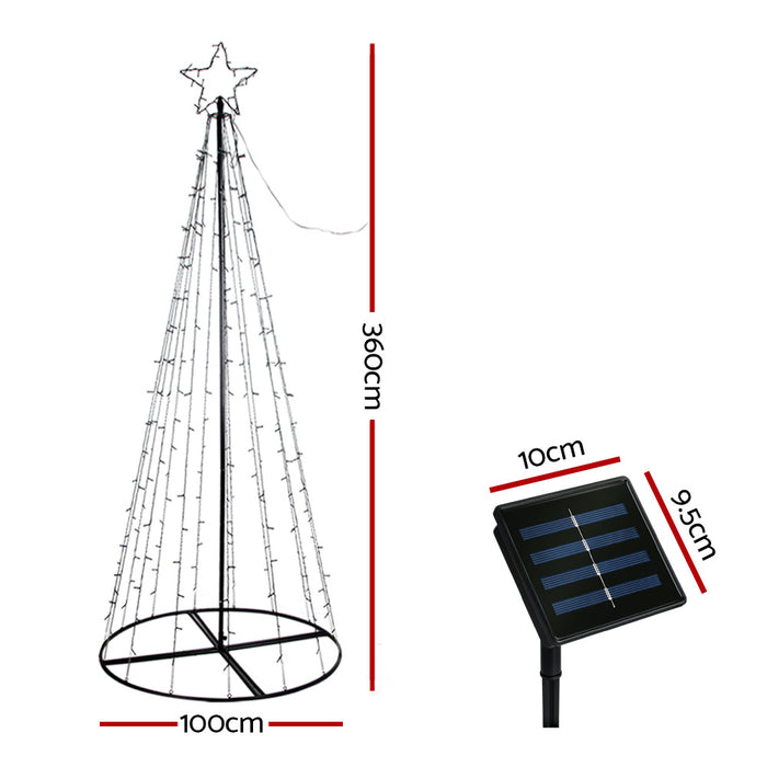 Jingle Jollys Solar Christmas Tree 3.6M 400 LED Xmas Tree Decor 8 Ligh