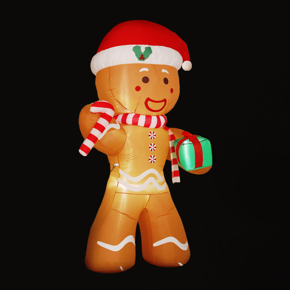 Jingle Jollys Christmas Inflatable Gingerbread Man 2.4M Illuminated De