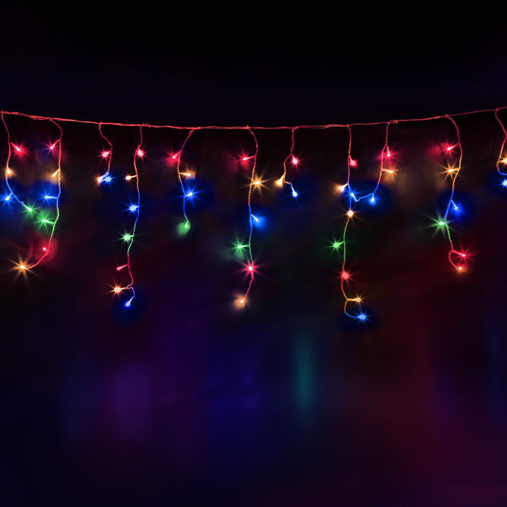 Jingle Jollys 12.5M Solar Christmas Lights Icicle String Light Multi C