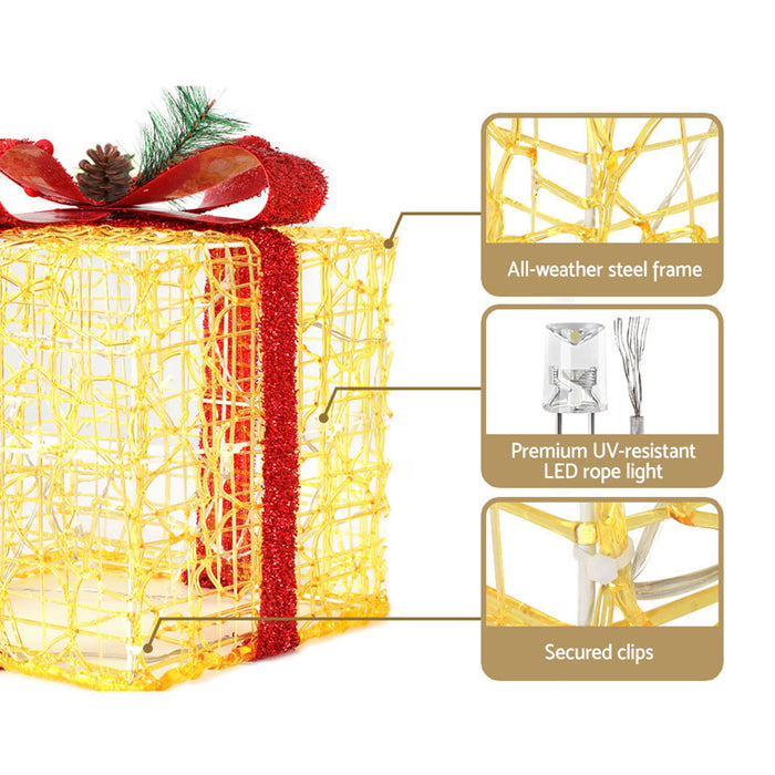 Jingle Jollys Christmas Lights Gift Box Set 3 PCS Set 48 LED Decoratio
