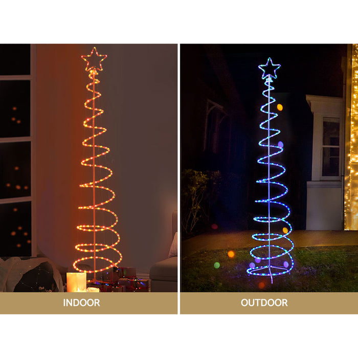 Jingle Jollys Solar Christmas Tree 2.4m Motif Lights 8 Modes Multi Col